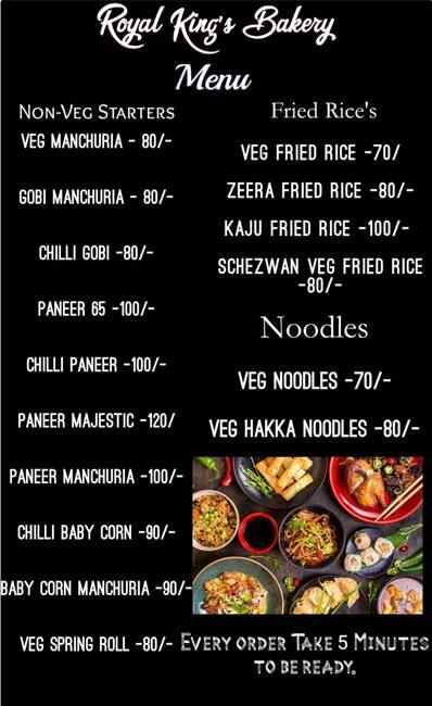 Menu of Royal Kings Bakery, Miyapur, Hyderabad