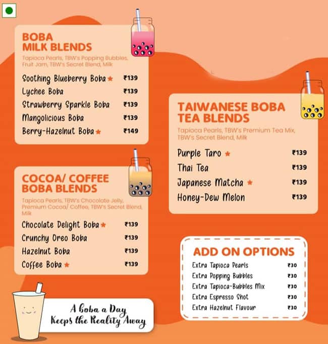 Menu of The Boba Way, Pimple Saudagar, Pune