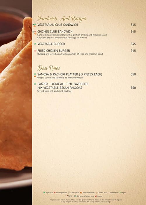 Menu at 24/7 - The Lalit Ashok Bangalore, Bengaluru