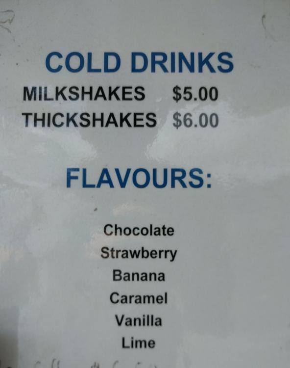 Menu at Espresso Stop, Auckland