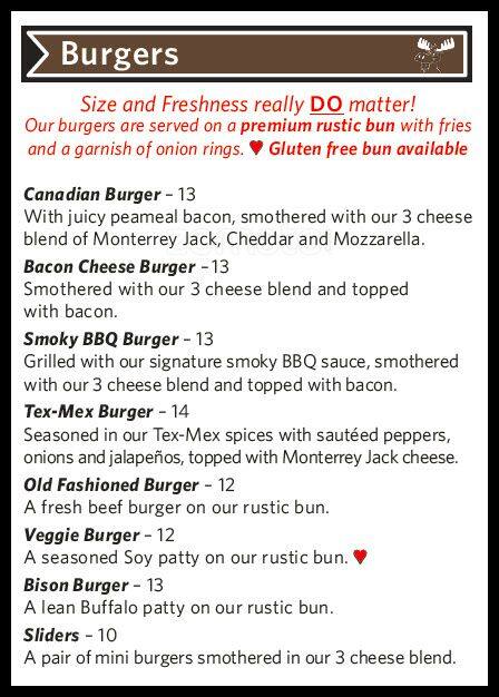 Menu at The Moose & Barrel, Toronto