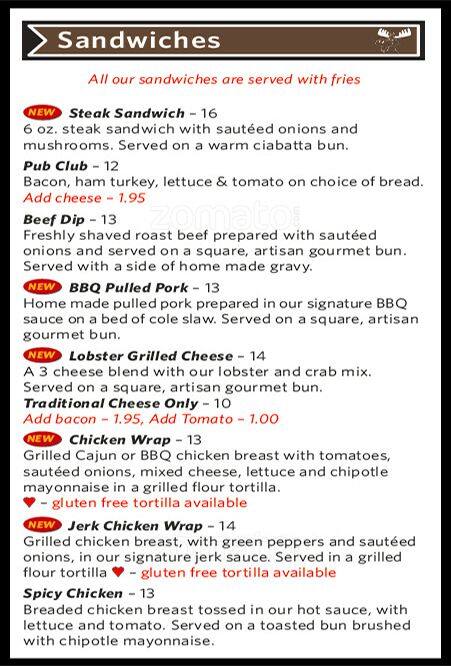 Menu at The Moose & Barrel, Toronto