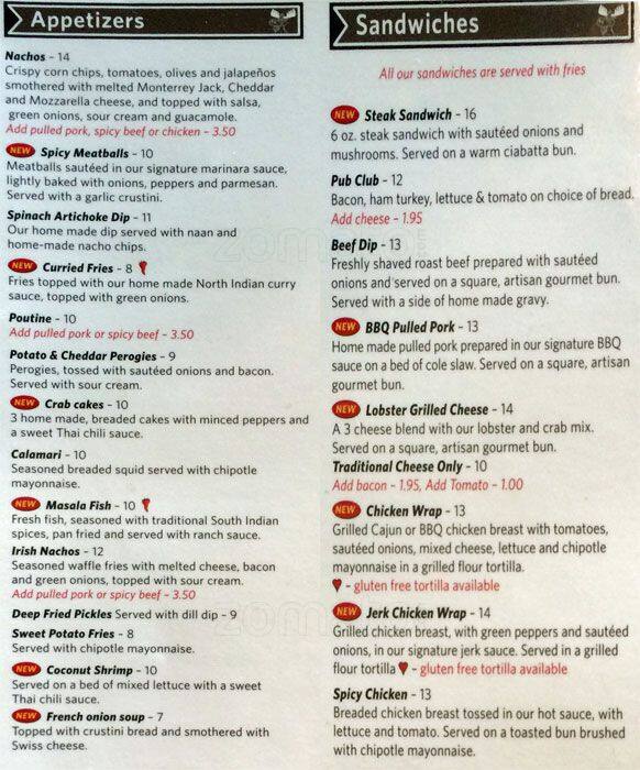 Menu at The Moose & Barrel, Toronto