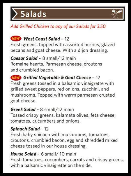 Menu at The Moose & Barrel, Toronto
