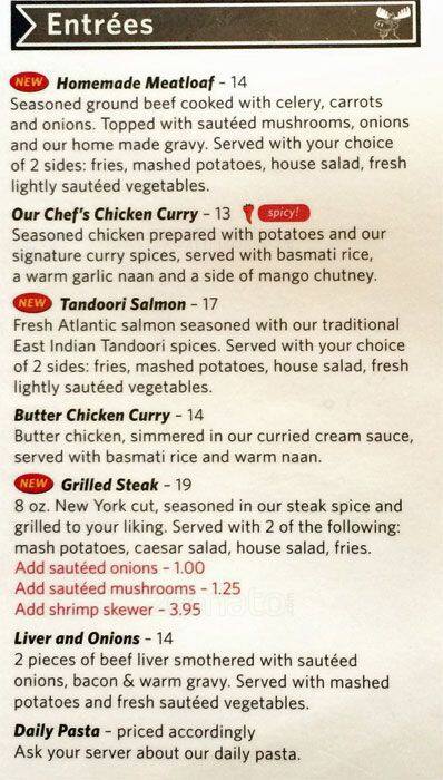 Menu at The Moose & Barrel, Toronto