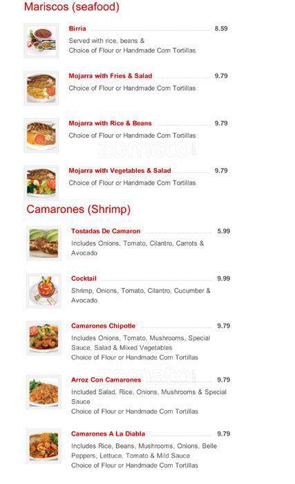 Menu at Taqueria El Sabor restaurant, Shoreline