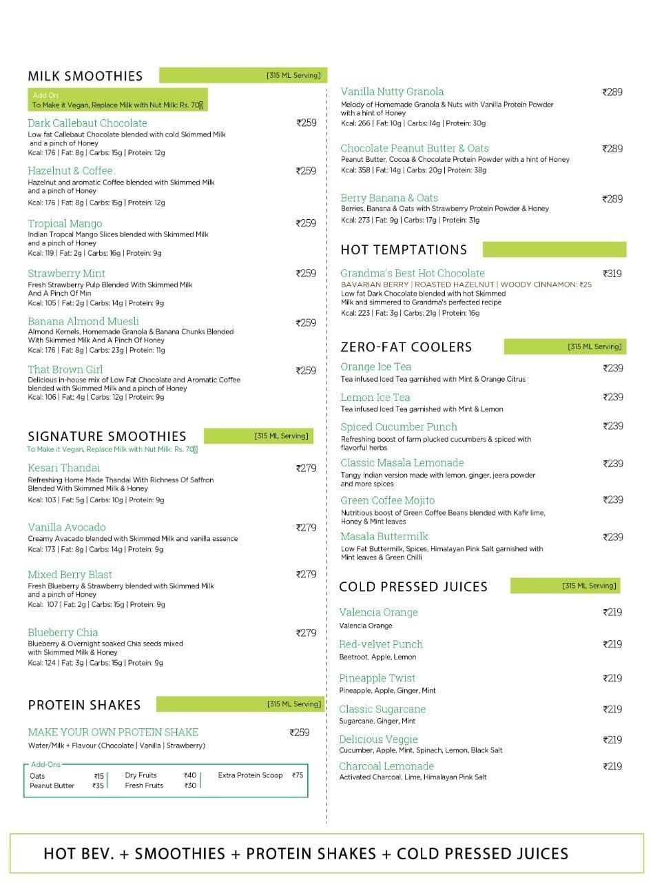 Menu at NutrioBox Janakpuri, Delhi, Community Centre