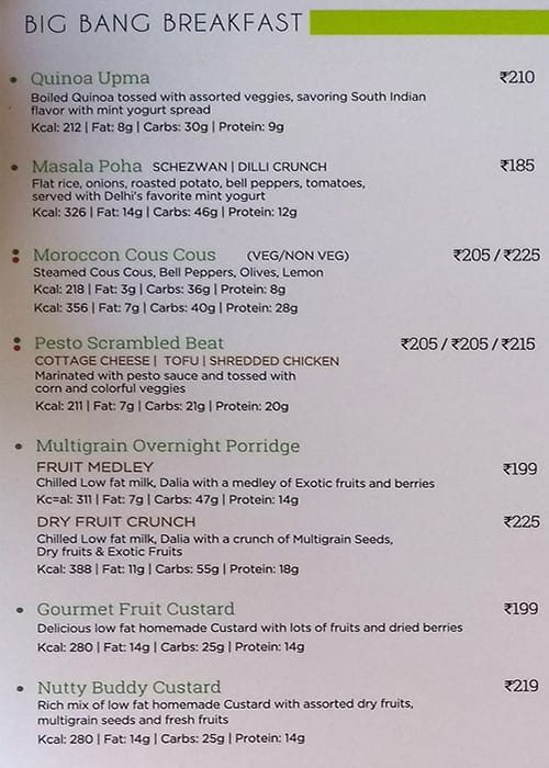 Menu of NutrioBox, Prashant Vihar, New Delhi
