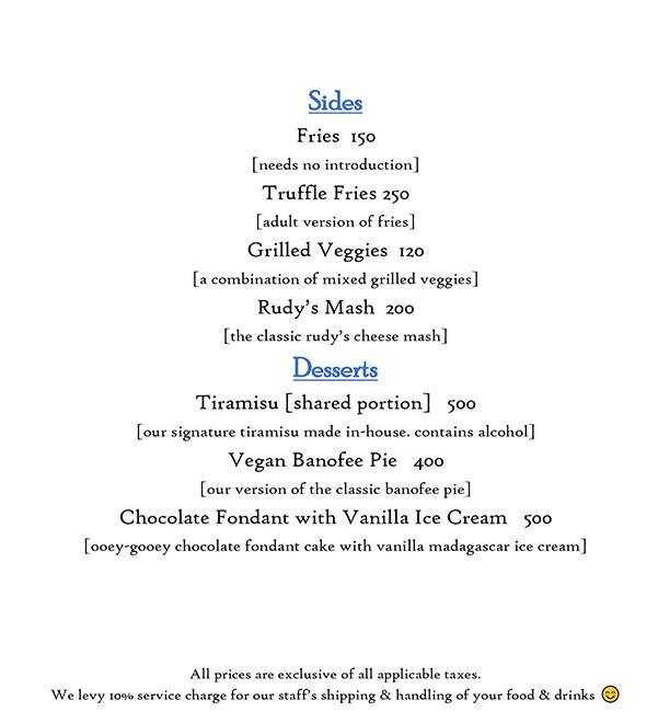 Menu at Mad batter by Nat, Vagator