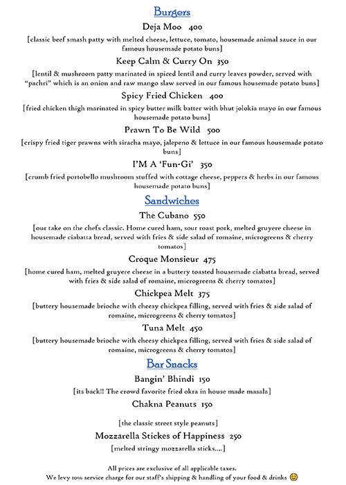 Menu at Mad batter by Nat, Vagator