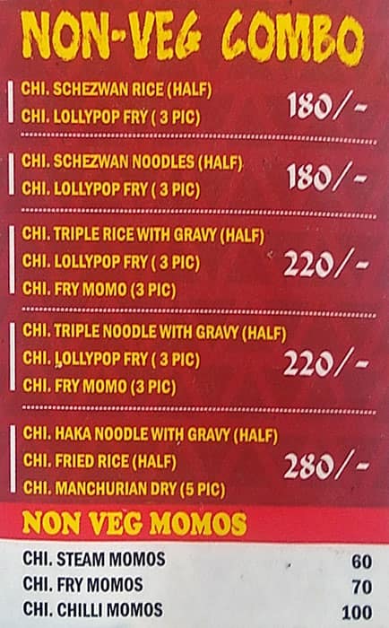 Menu at SAI_CHINESE, Pune