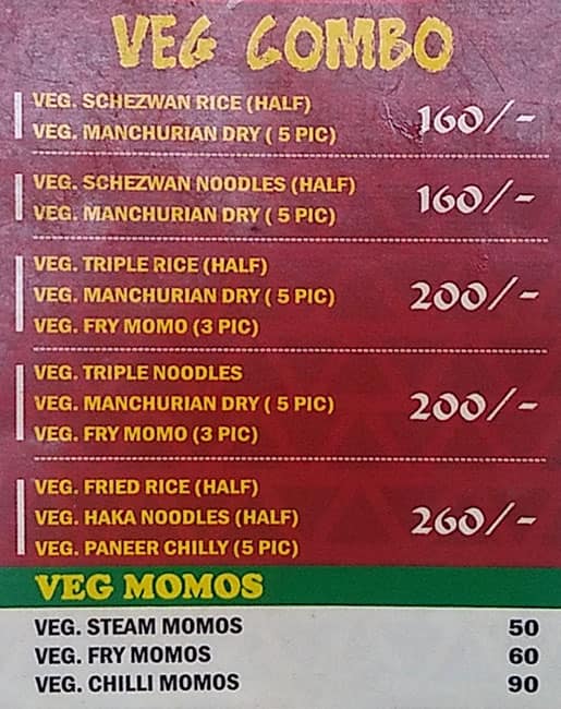 Menu at SAI_CHINESE, Pune