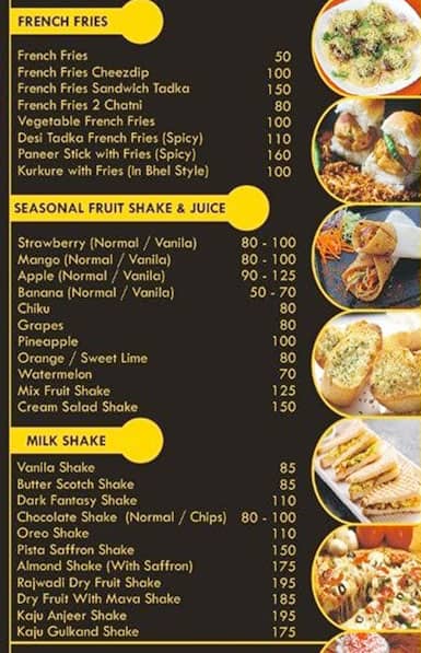 Menu at meraa adda cafe, Ahmedabad