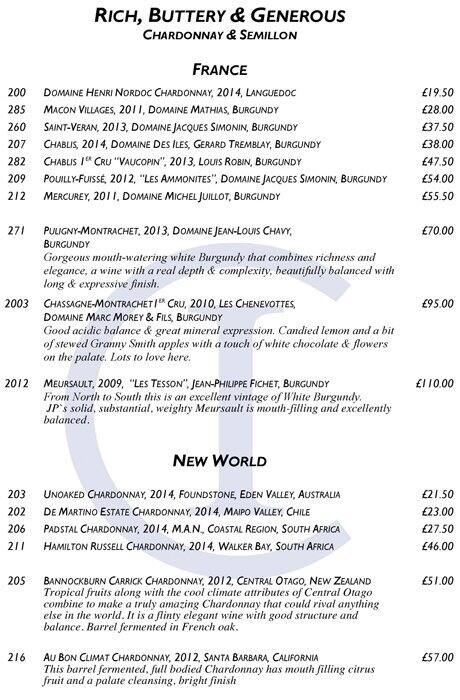 Menu at Chapter One Restaurant, Orpington, Farnborough Common