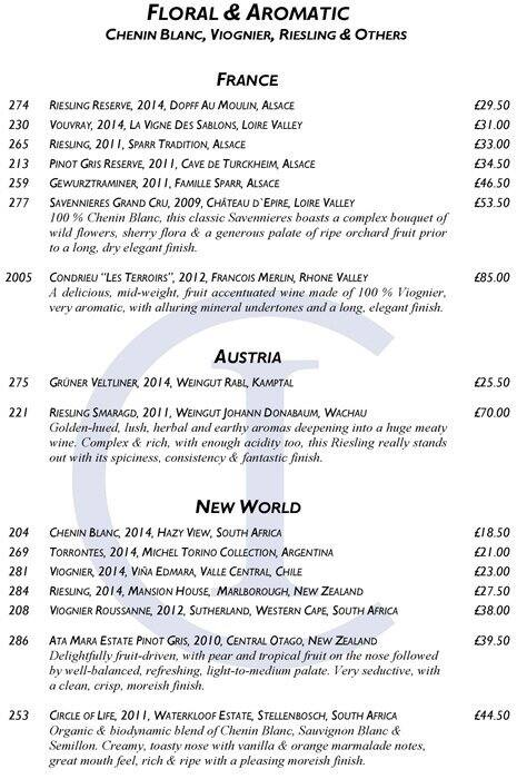 Menu at Chapter One Restaurant, Orpington, Farnborough Common