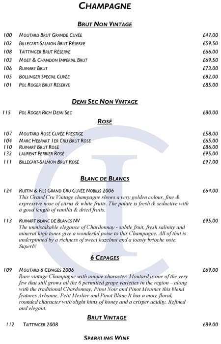 Menu at Chapter One Restaurant, Orpington, Farnborough Common
