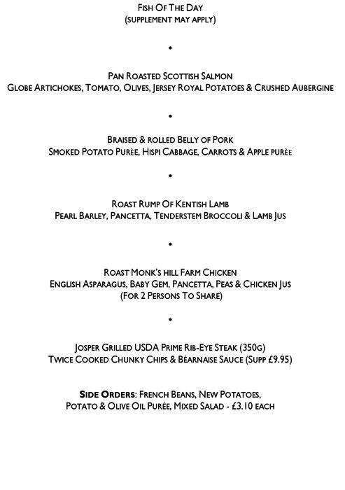 Menu at Chapter One Restaurant, Orpington, Farnborough Common