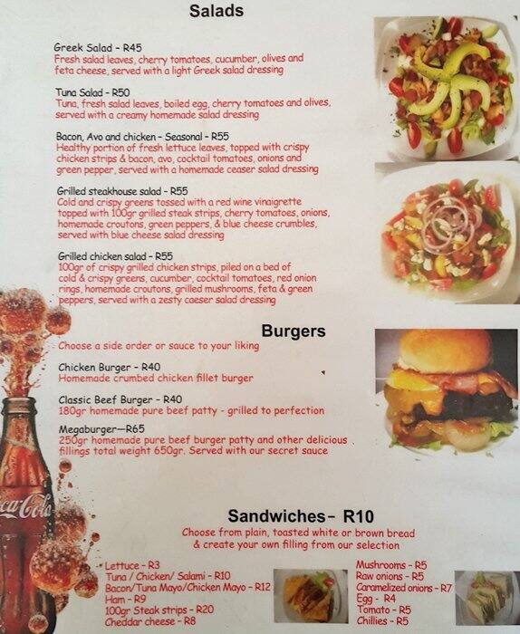 Menu at Harley's on Main restaurant, Cape Town