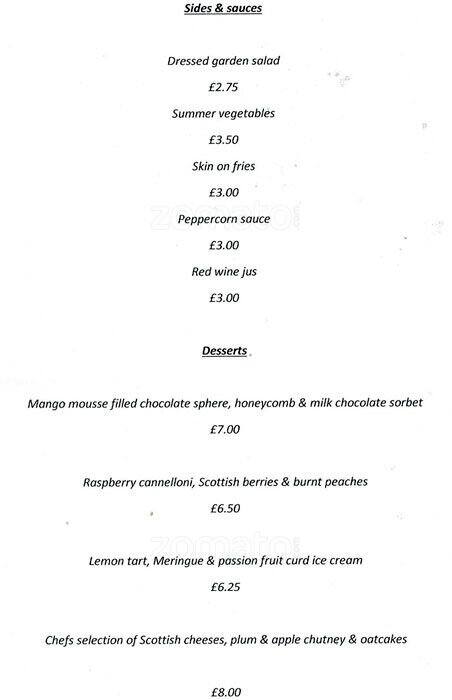 Menu at Ten Hill Place Hotel, member of WorldHotels Distinctive ...