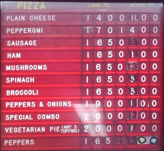 Menu at Exclusive Pizza pizzeria, New York City