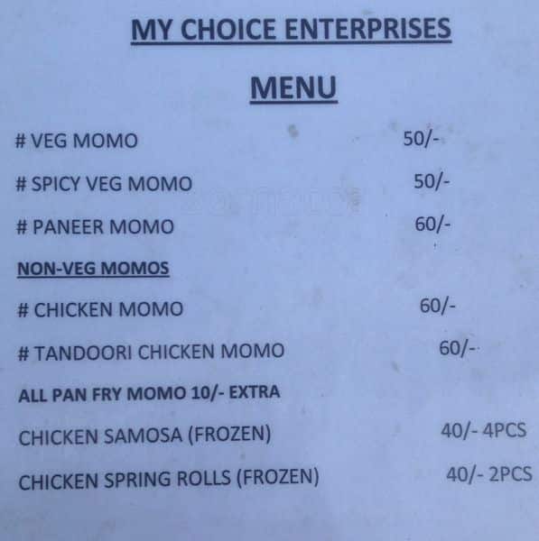 Menu at Momo Hub, Hyderabad, Survey 64