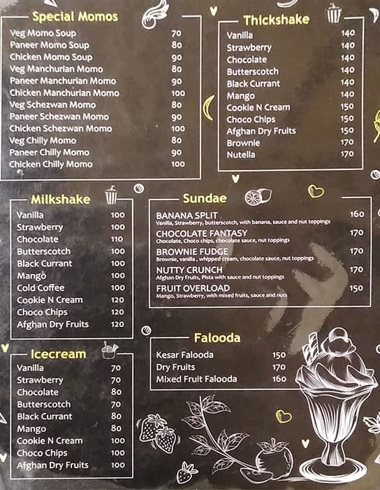 Menu at Krunchees, Chennai