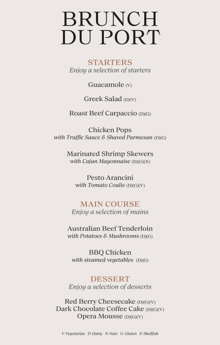 Menu of Bar Du Port, Dubai Marina, Dubai