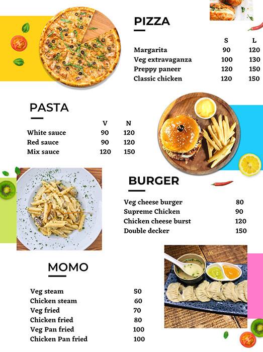 Menu of The 11:11 Wish, Baghajatin, Kolkata