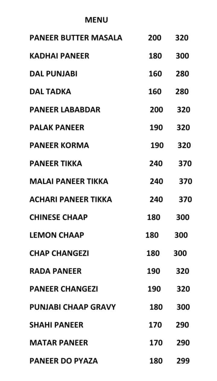 Menu of VIP Chicken, Azadpur, New Delhi