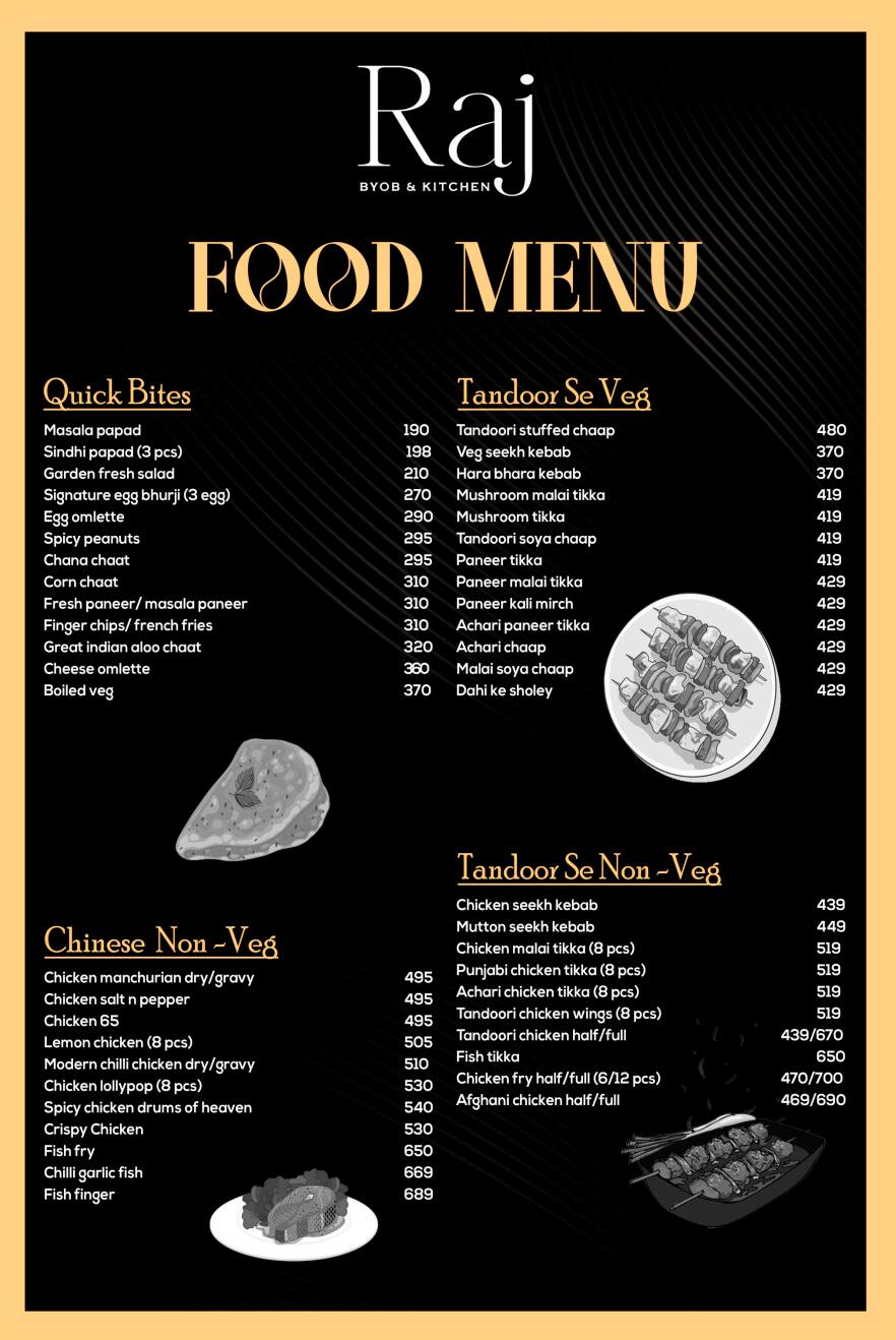 Menu of It’s Raj BYOB, Sector 45, Gurgaon