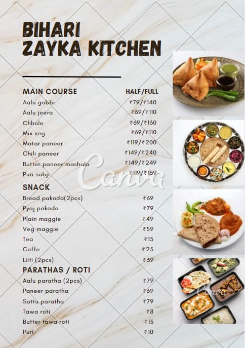 Menu of Bihari Zayka Kitchen, Prem Nagar, Dehradun