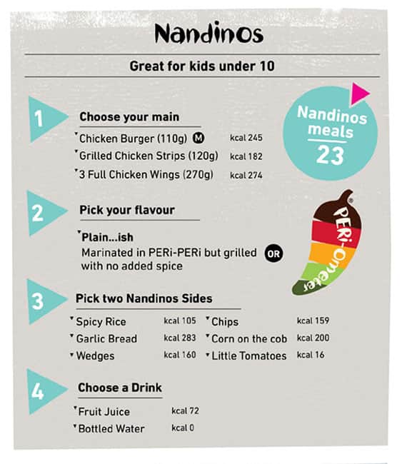 Menu at Nandos Doha Festival City restaurant, Doha, First Floor