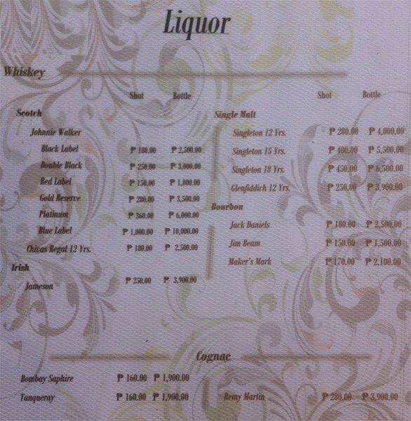 Menu at The Plantation Bar and Bistro, Makati, 102 Valero SALCEDO VILLAGE