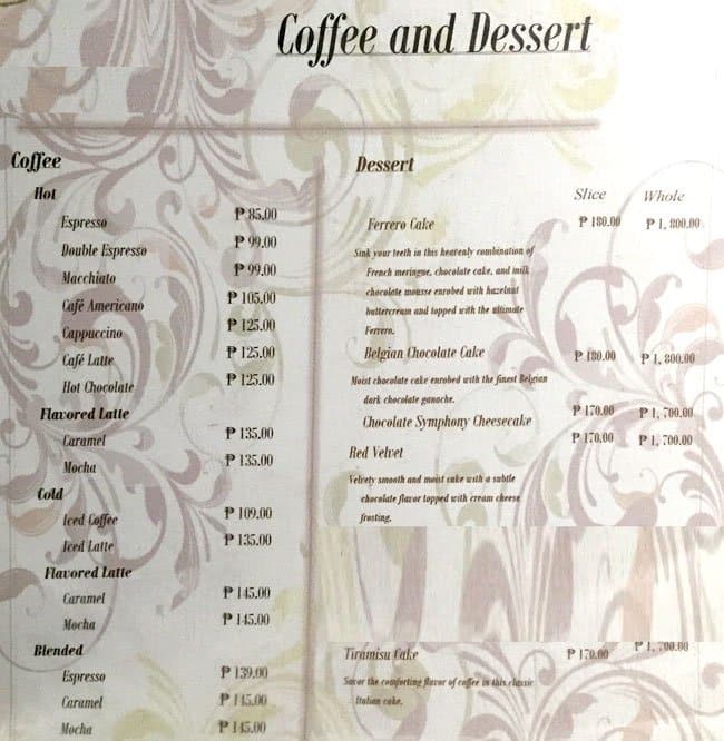 Menu at The Plantation Bar and Bistro, Makati, 102 Valero SALCEDO VILLAGE