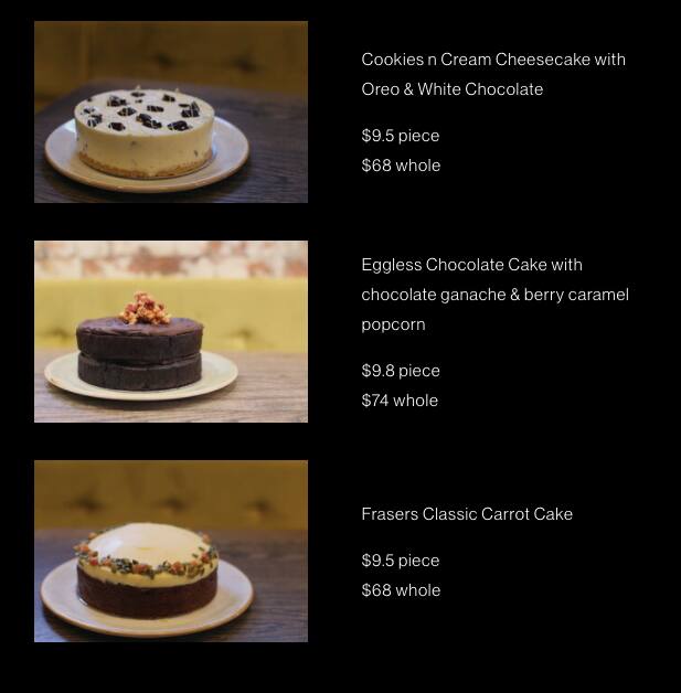 Menu at Frasers desserts, Auckland, 434 Mount Eden Rd