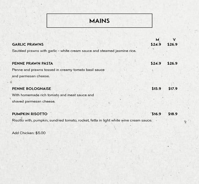 Menu at FLAVOURS CAFE, Glenbrook