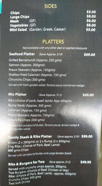 Menu at Grill @ Gordon steakhouse, Gordon