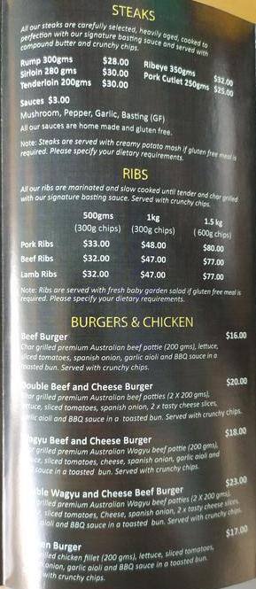 Menu at Grill @ Gordon steakhouse, Gordon