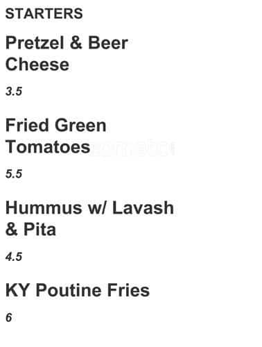 Menu at Four Pegs pub & bar, Louisville