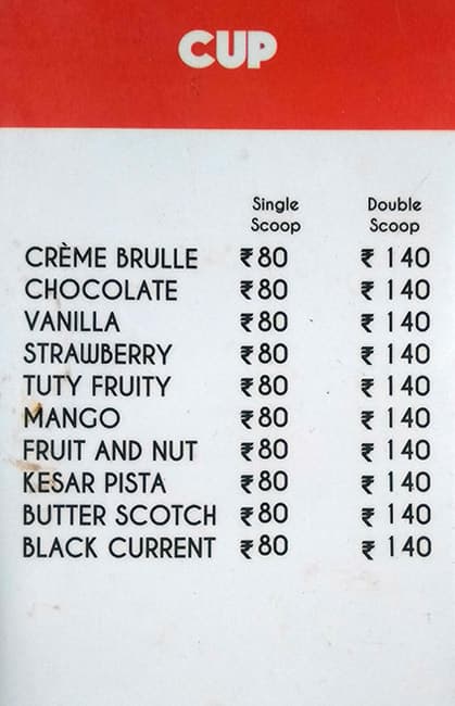 Menu at Kwality Wall’s Frozen Dessert and Ice Cream Shop, Kolkata, 33/1A