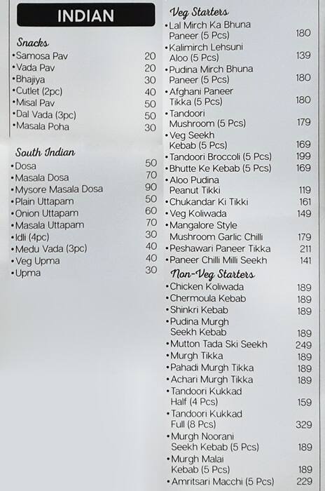 Menu of The Hurry Chutney, Vikhroli, Mumbai