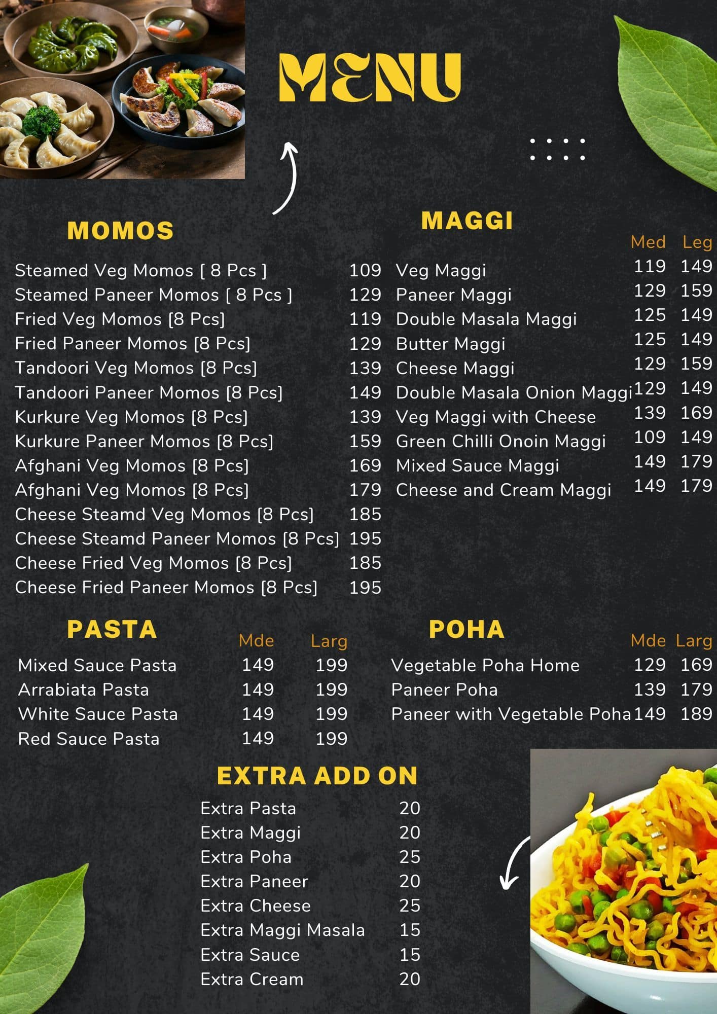 Menu of AHA Momos, Alpha 1, Greater Noida