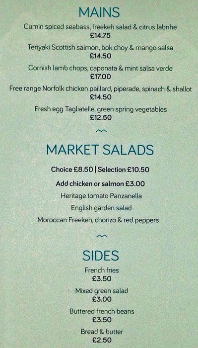 Menu at The Great Court Restaurant at the British Museum, London, Great ...