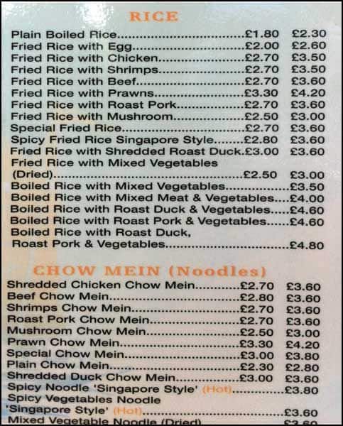 Menu at Slow Boat fast food, Enfield, 499 Hertford Rd