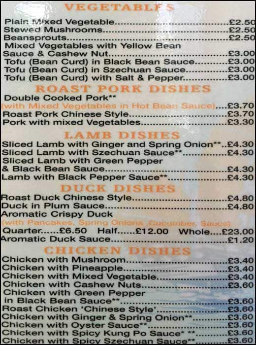 Menu at Slow Boat fast food, Enfield, 499 Hertford Rd