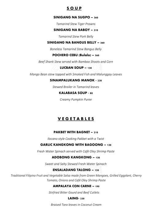 Menu at Cafe' Oley, Quezon City