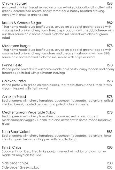 Menu au little munch Cafe, Johannesburg