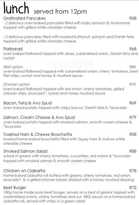 Menu at little munch Cafe, Randburg