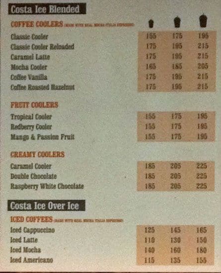 Menu at Costa Coffee, Chennai, DLF IT Park