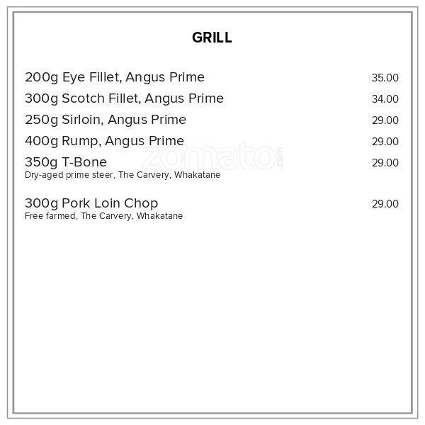 Menu at Hui Bar And Grill, Ohope